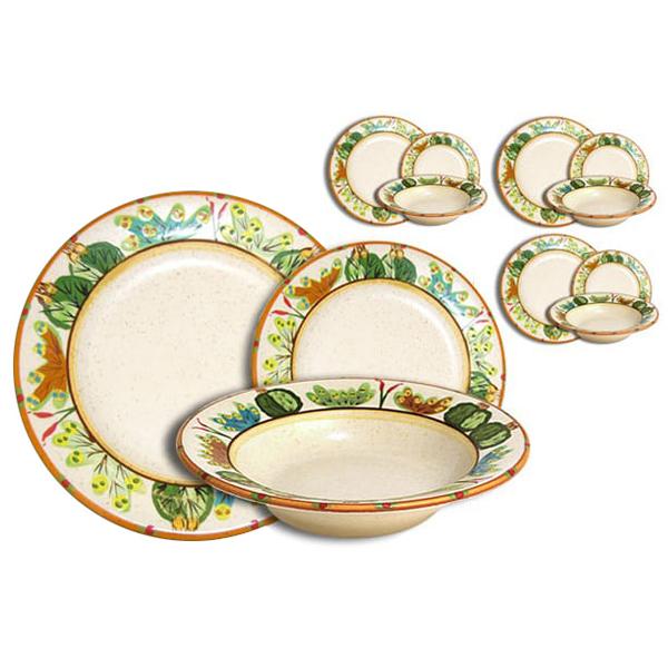 Dinnerware Set 12 Piece Tan Southwestern | Made in USA